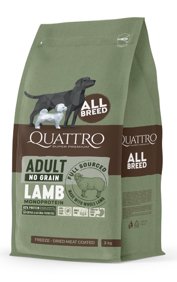 Quattro All Breed Adult Lamb - Sausas maistas šunims - BoNiVeta