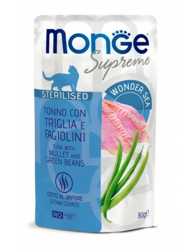 Monge Supreme Cat Wet Pouches Tuna With Mullet And Green Beans 80g ...