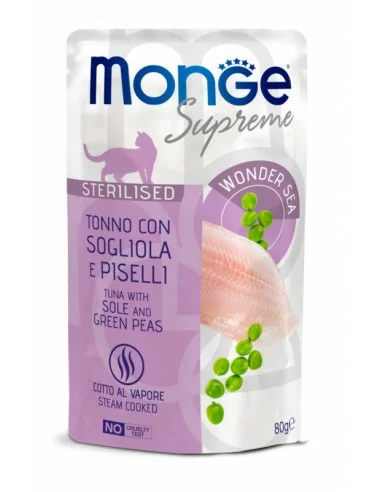 Monge Supreme Cat Wet Pouches Tuna With Sole And Green Peas 80g - BoNiVeta